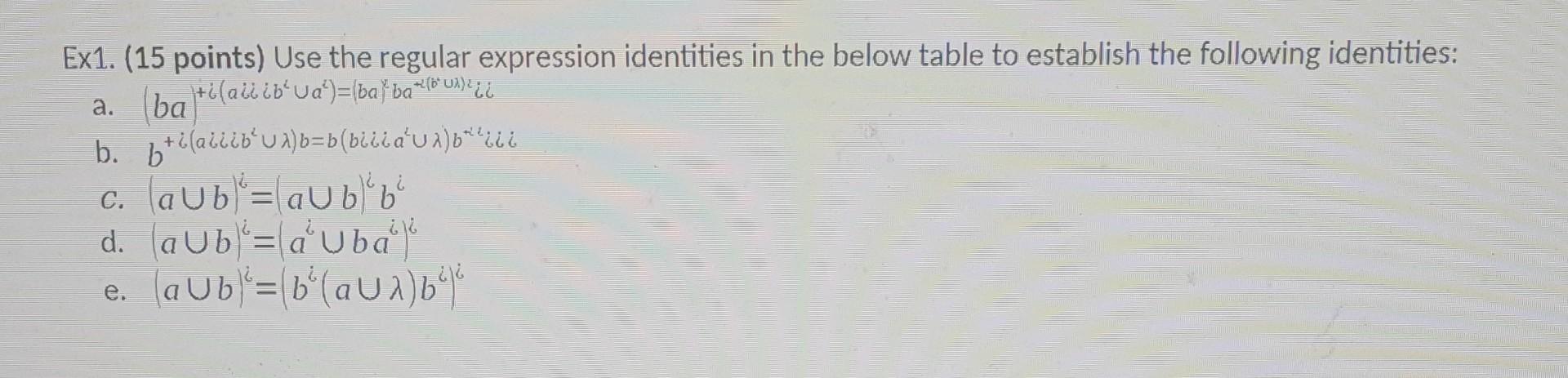 Ex1. (15 points) Use the regular expression | Chegg.com