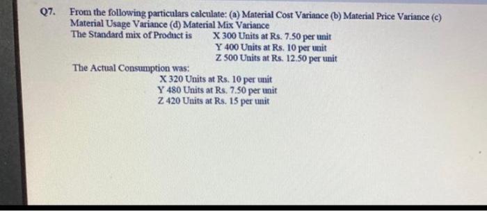 Solved Q7. From the following particulars calculate: (a) | Chegg.com