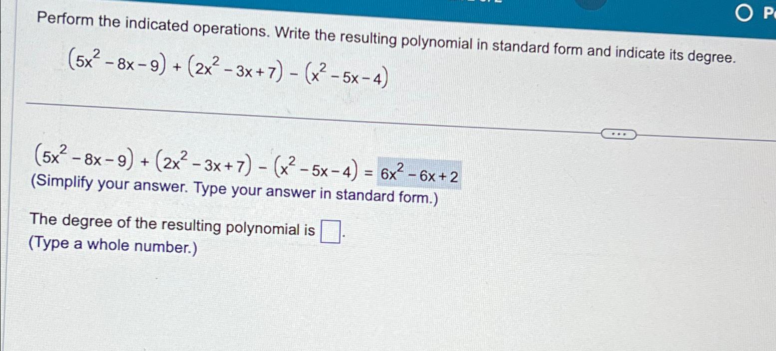 Solved Perform the indicated operations. Write the resulting | Chegg.com