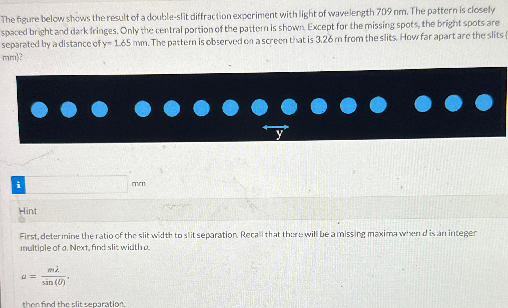 Solved The figure below shows the result of a double-slit | Chegg.com