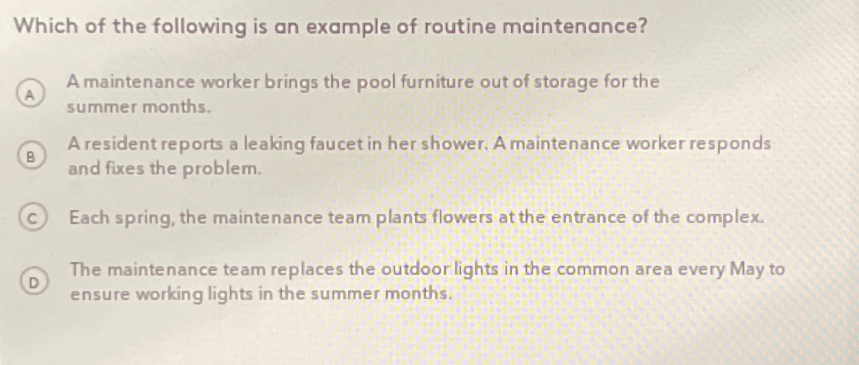 Solved Which of the following is an example of routine | Chegg.com