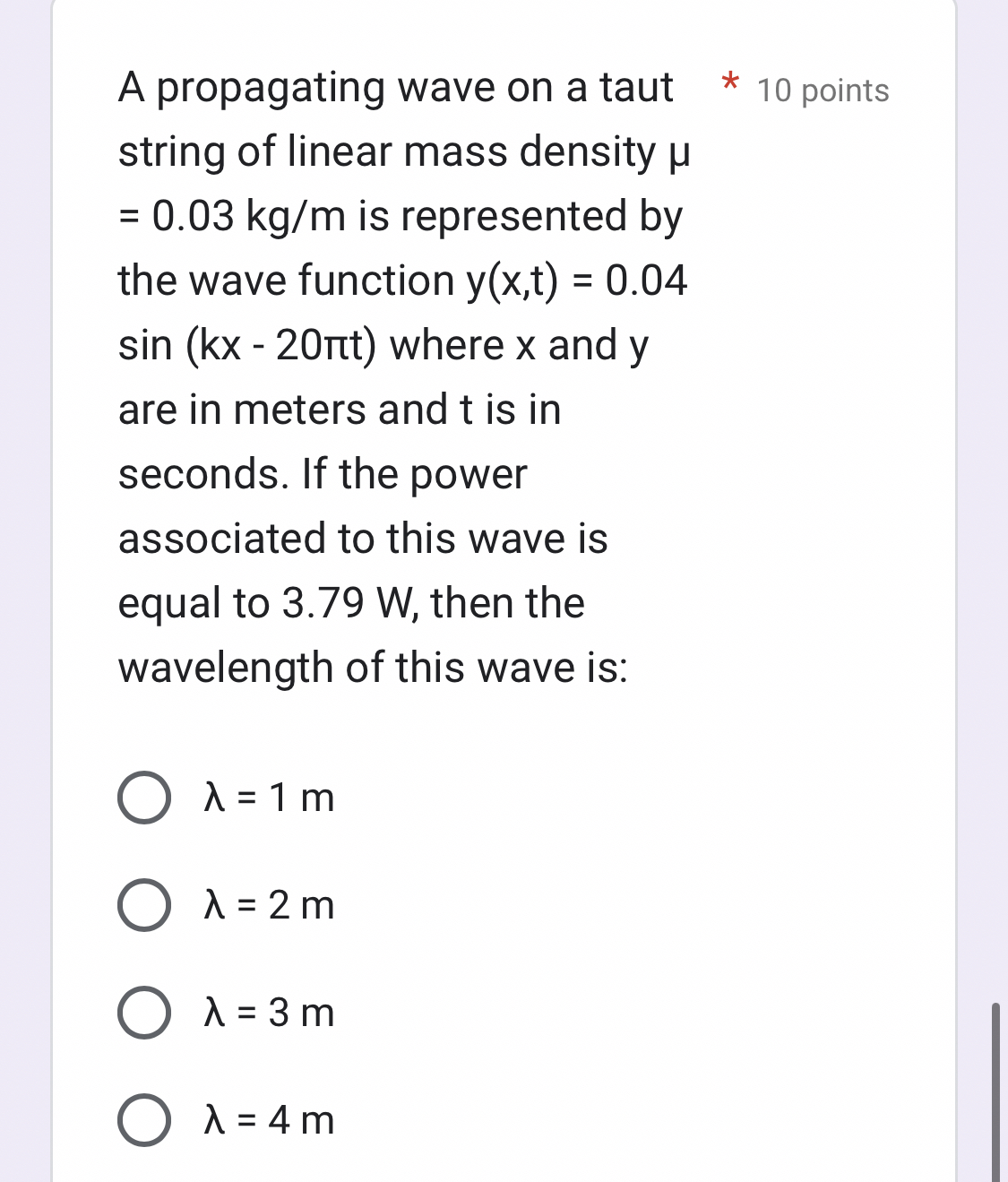 Solved A propagating wave on a taut10 ﻿pointsstring of | Chegg.com