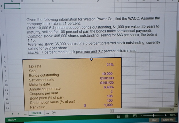 Solved Given the following information for Watson Power Co., | Chegg.com