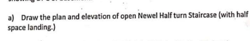Solved a) Draw the plan and elevation of open Newel Half | Chegg.com