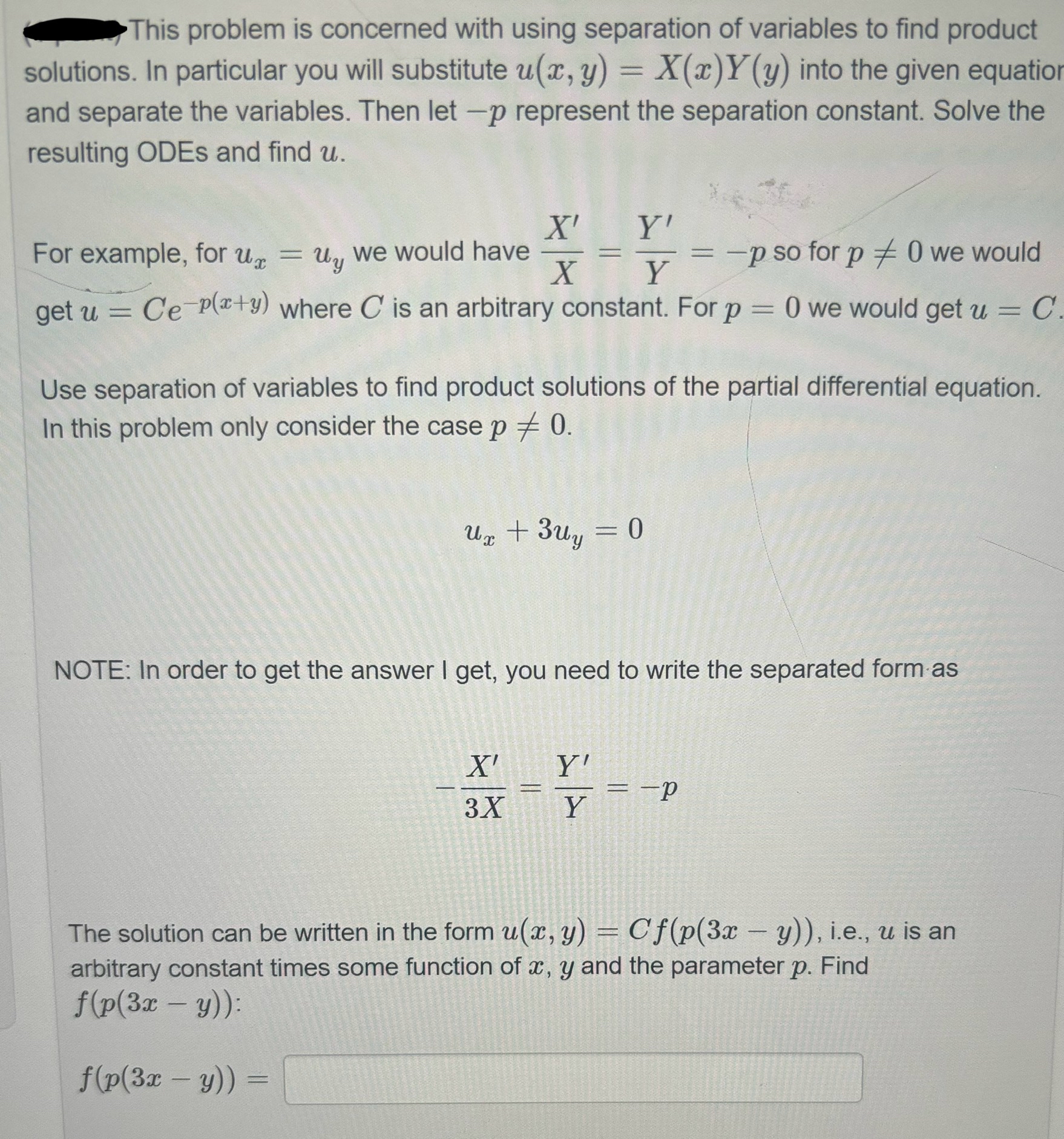 Solved This problem is concerned with using separation of | Chegg.com