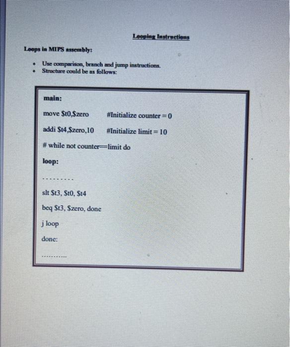 Solved CCCN 221 -Architecture Lab 6-MIPS Loops In MIPS | Chegg.com