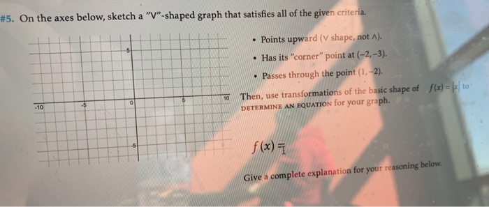 Solved #5. On the axes below, sketch a "V"-shaped graph that | Chegg.com