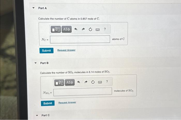 Solved Calculate the number of C atoms in 0.857 mole of C. | Chegg.com