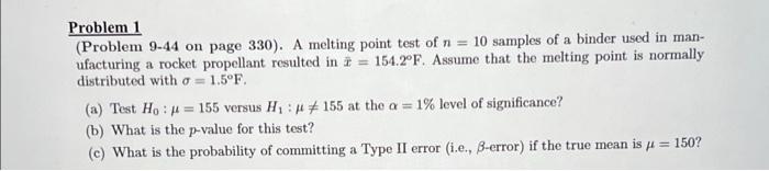 Solved Problem 1 (Problem 9-44 on page 330). A melting point | Chegg.com