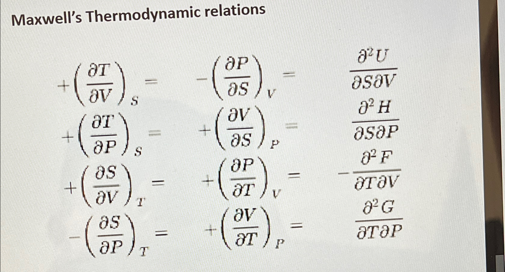 Solved Maxwell's Thermodynamic relationsDerive Maxwell's | Chegg.com