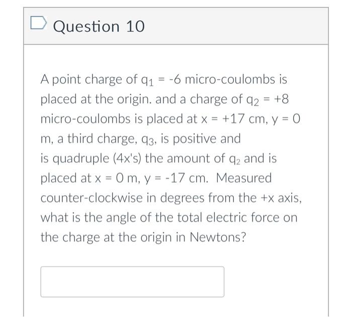 Solved A point charge of −5 micro-coulombs is placed at | Chegg.com