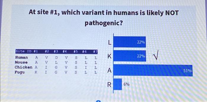 Solved At site #1, which variant in humans is likely NOT | Chegg.com