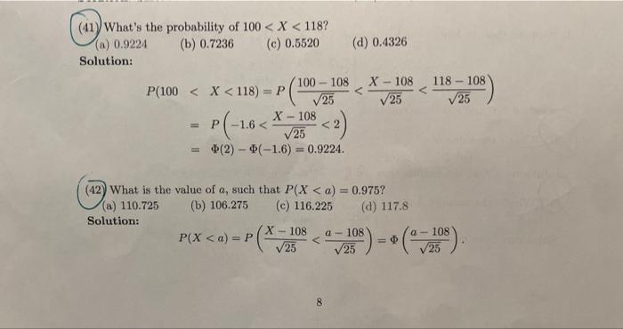 Solved (41) What's the probability of 100 | Chegg.com