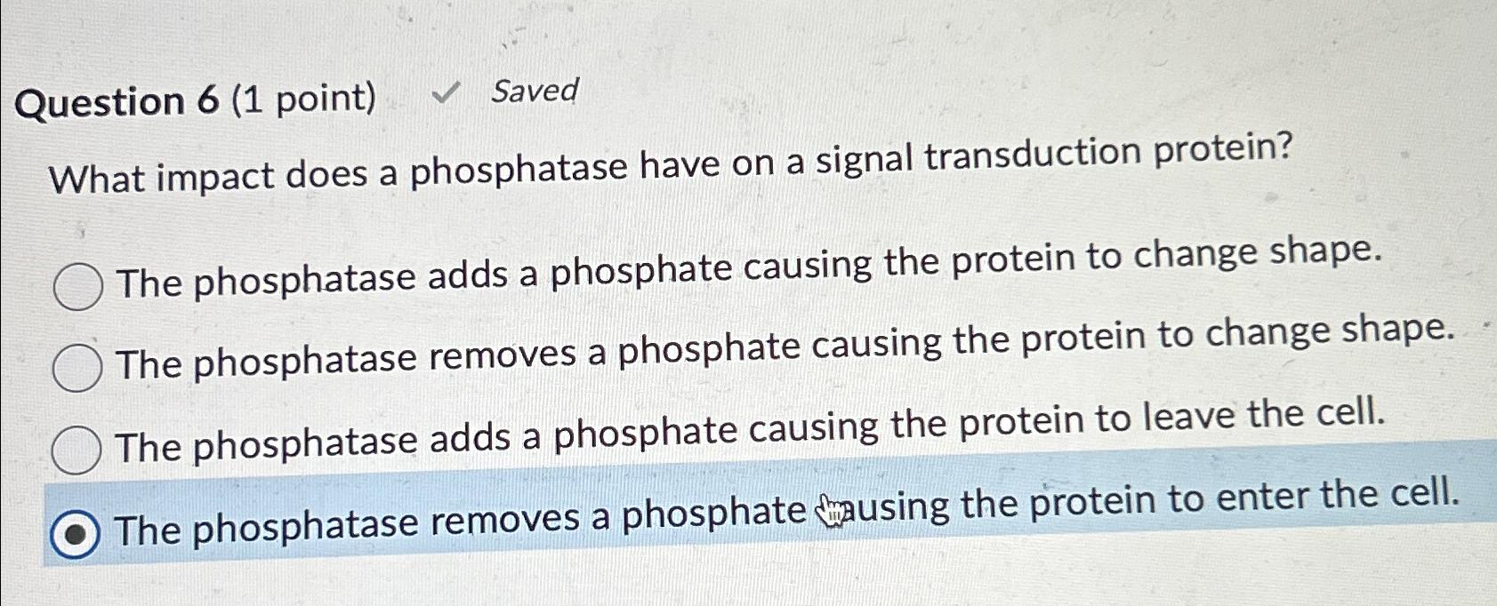 Solved Question 6 (1 ﻿point) ﻿SavedWhat impact does a | Chegg.com