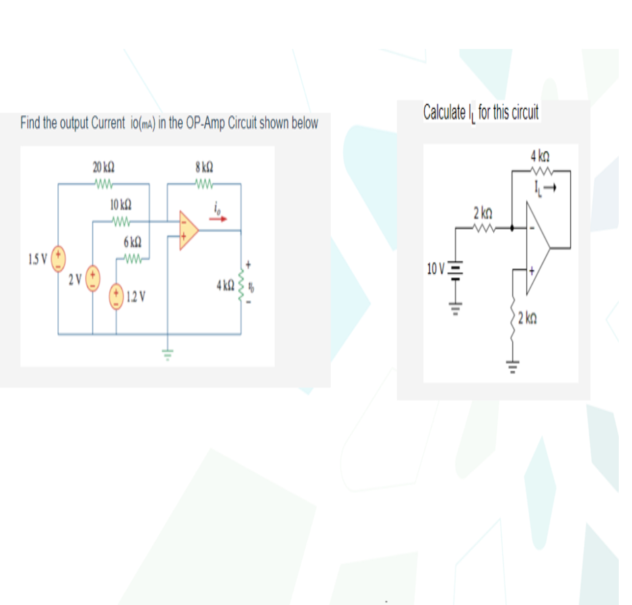 Solved Find the output Current io(ma) ﻿in the OP-Amp Circuit | Chegg.com