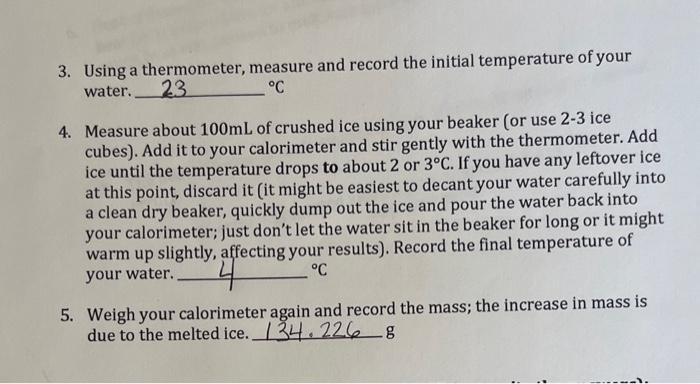 Solved 3. Heat leaving water (use q=mcΔT, where c is 4.184 | Chegg.com