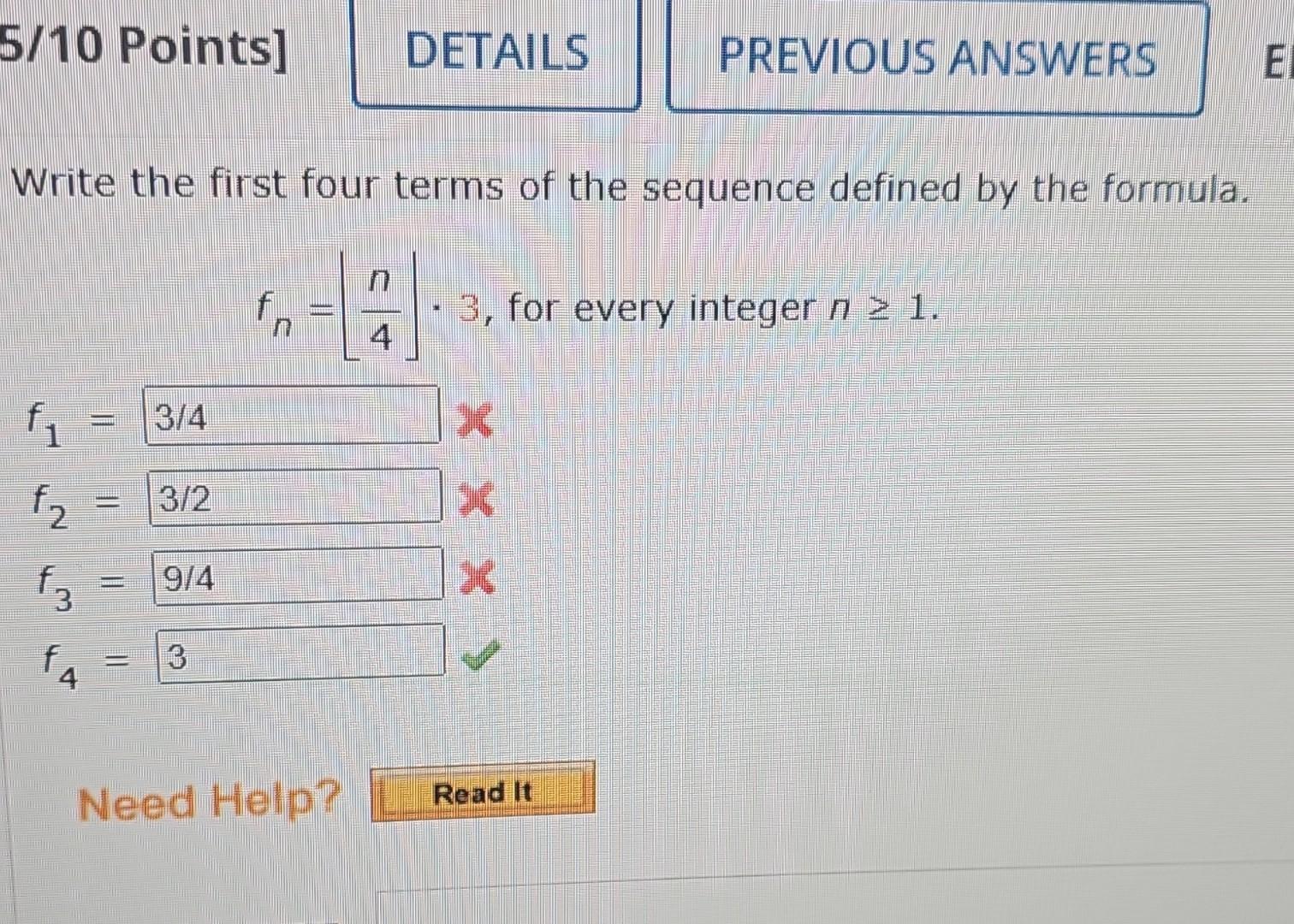 Solved Write the first four terms of the sequence f 0.75 f₂ | Chegg.com