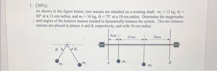 Solved (30%) As shown in the figure below, two masses are | Chegg.com