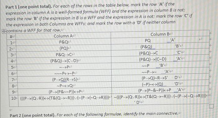 Part 2 (one point total). For each of the following | Chegg.com