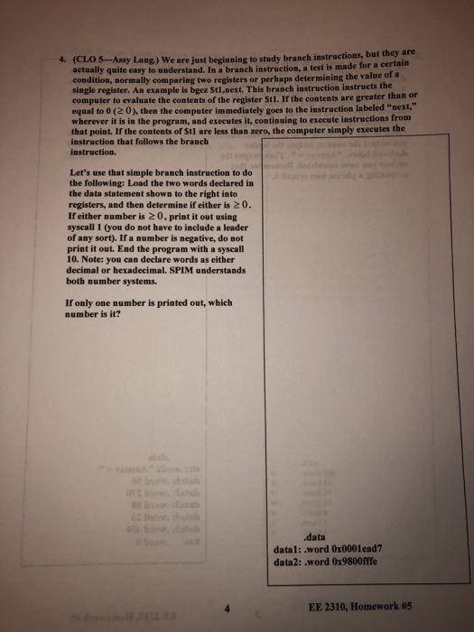 Solved (CLO 5—Assy Lang.) We are just beginning to study | Chegg.com