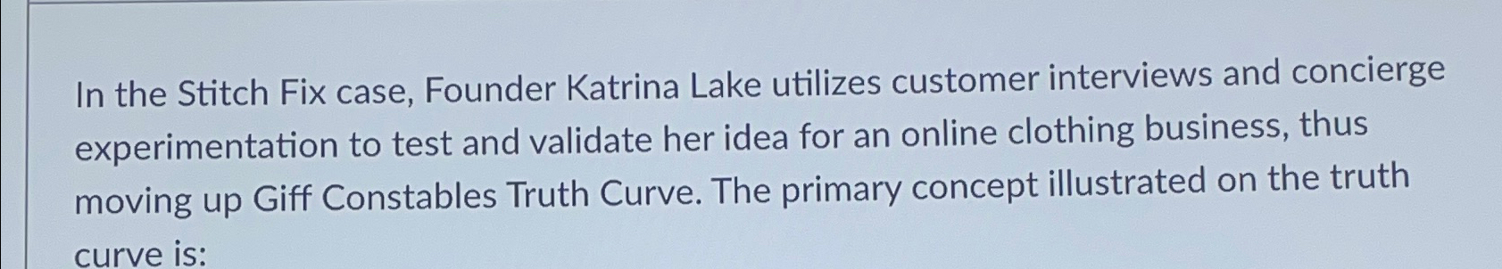 Solved In the Stitch Fix case, Founder Katrina Lake utilizes | Chegg.com
