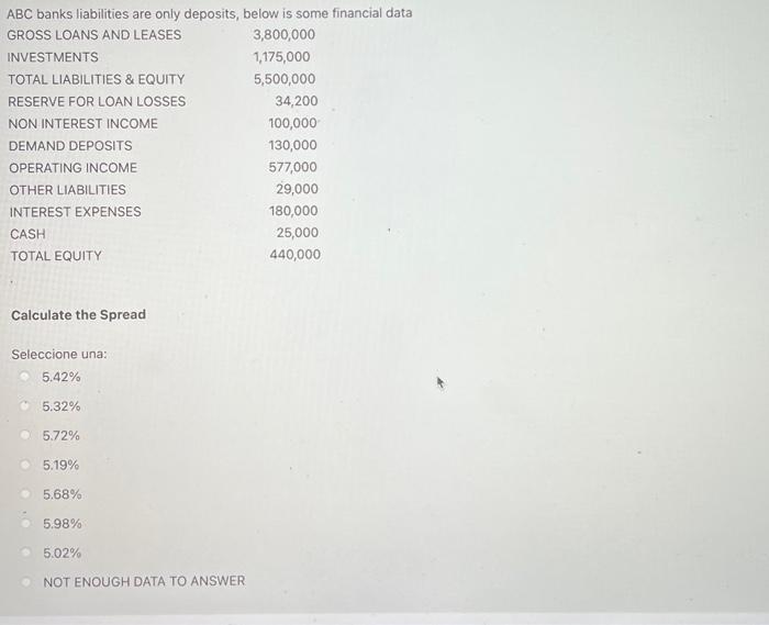 Solved ABC banks liabilities are only deposits, below is | Chegg.com