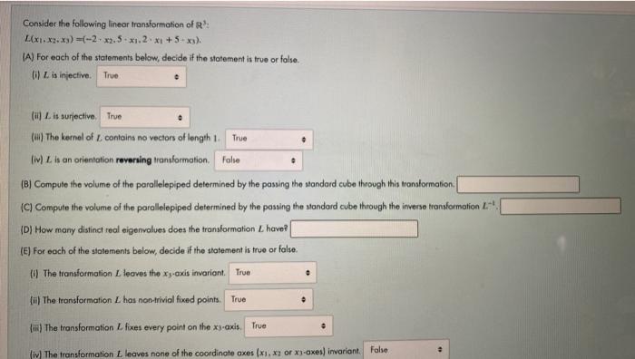 Solved Consider the following linear transformation of R: | Chegg.com