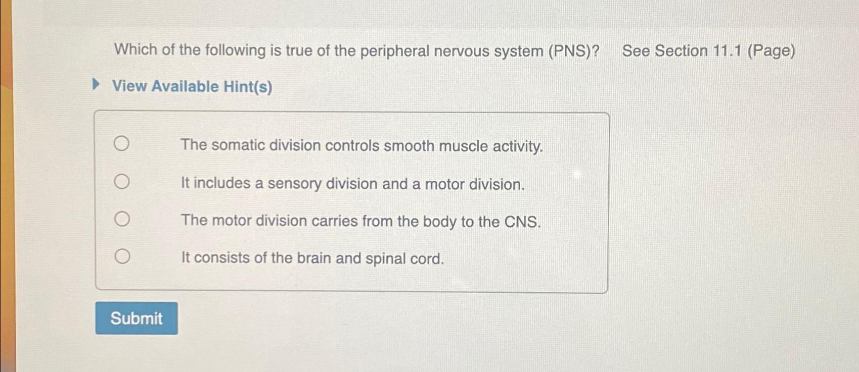 Solved Which of the following is true of the peripheral | Chegg.com