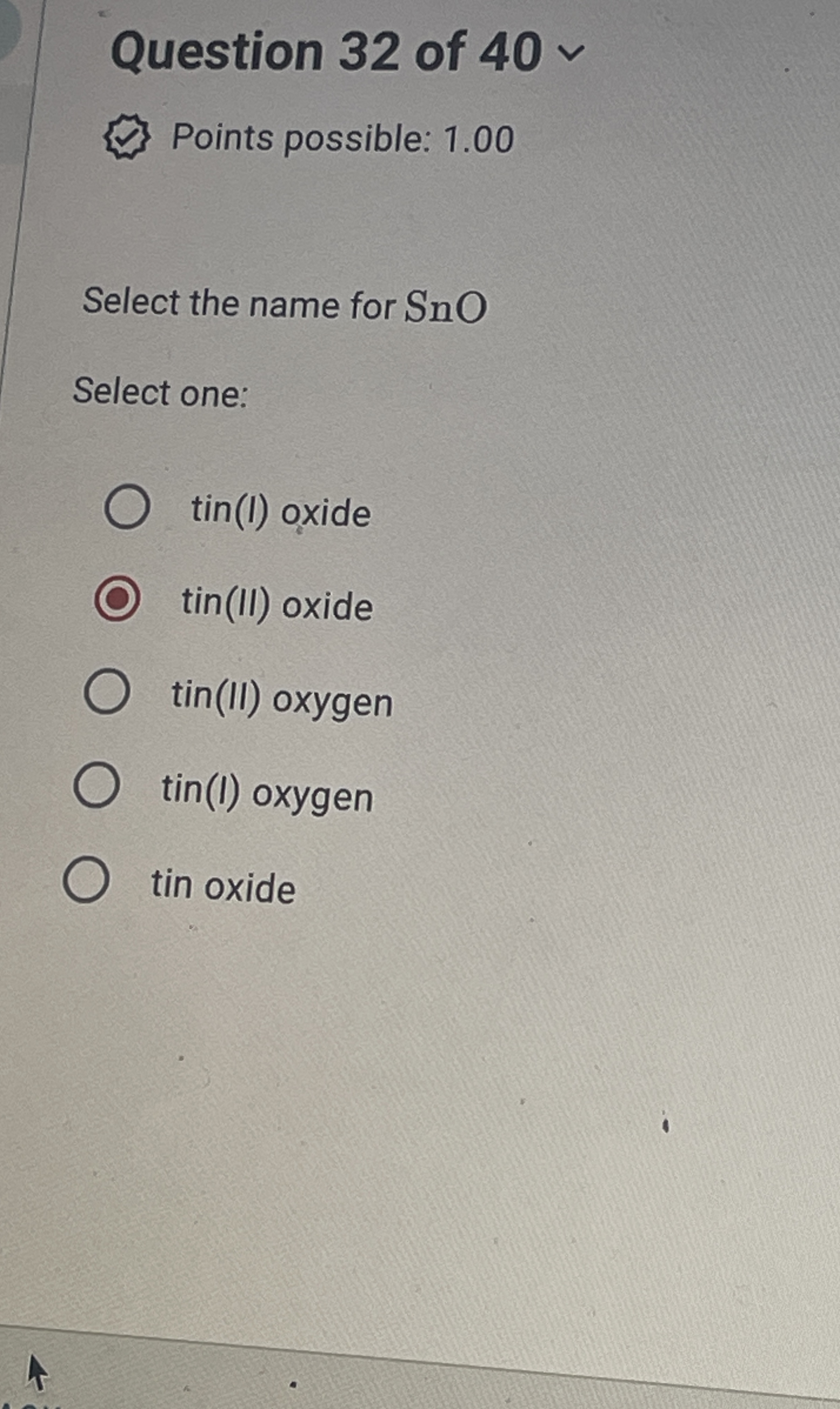 Solved Question 32 ﻿of 40Points possible: 1.00Select the | Chegg.com