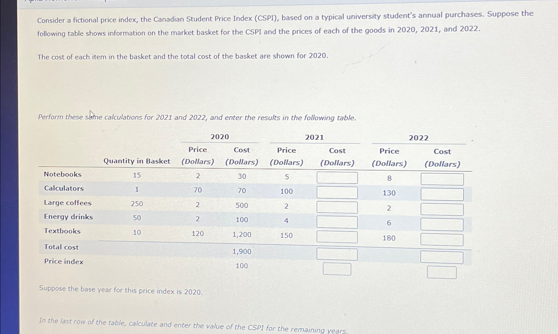 Solved Steps for Consider a fictional price index, the | Chegg.com