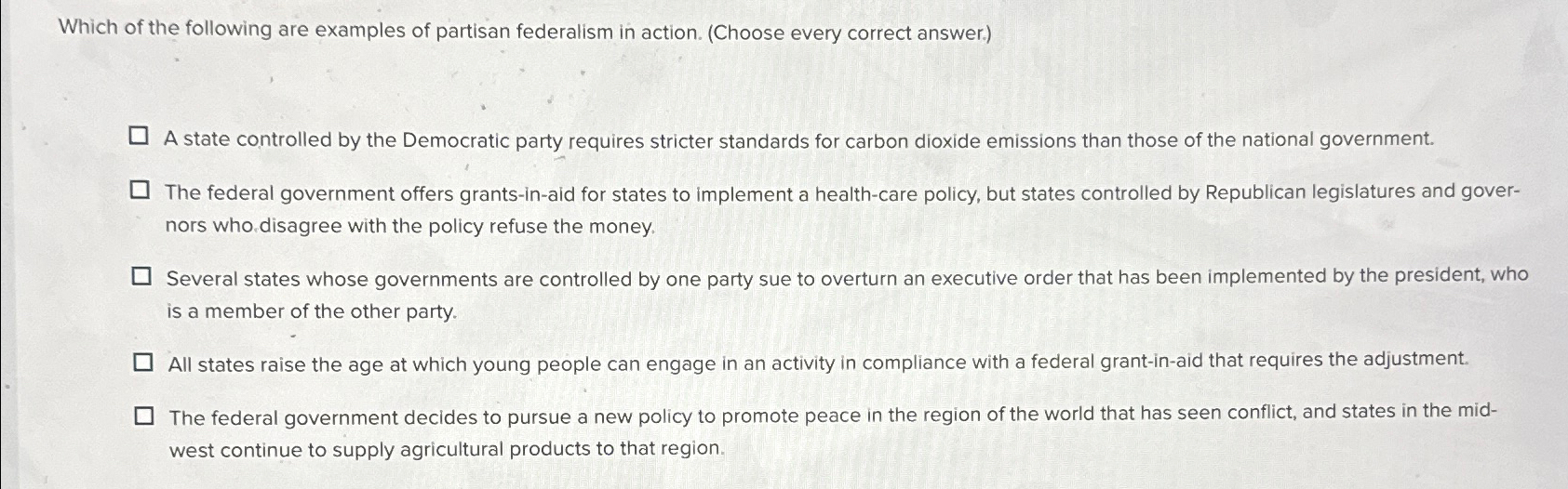 Solved Which Of The Following Are Examples Of Partisan
