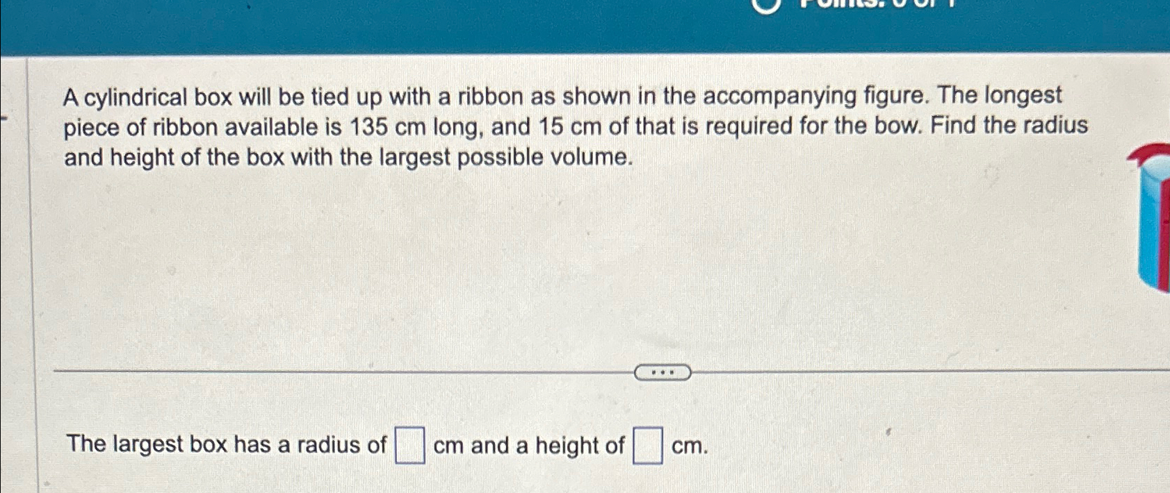 Solved A cylindrical box will be tied up with a ribbon as | Chegg.com