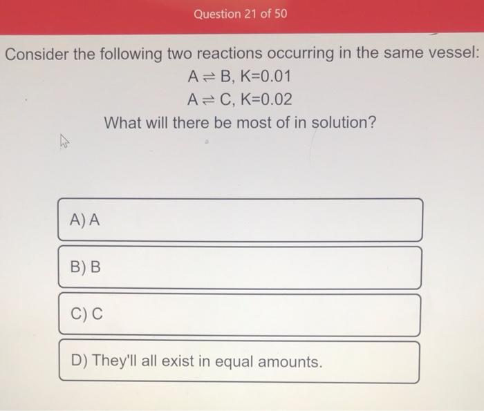 Solved Consider the following two reactions occurring in the | Chegg.com