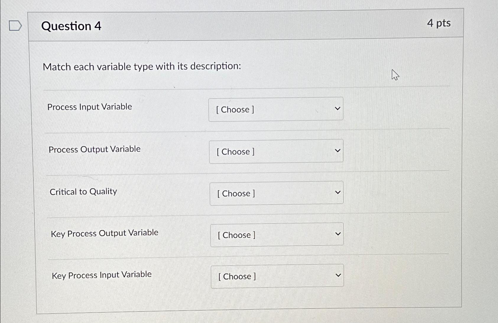 Solved Question 44 ﻿ptsMatch each variable type with its | Chegg.com