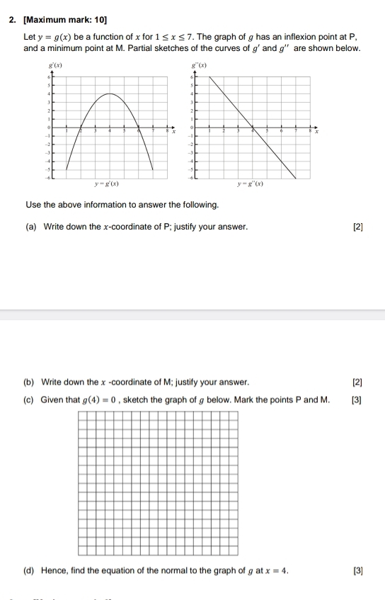 Solved [Maximum mark: 10]Let y=g(x) ﻿be a function of x ﻿for | Chegg.com