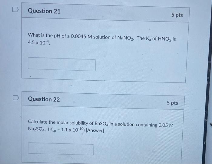 Solved What is the pH of a 0.0045M solution of NaNO2. The Ka | Chegg.com