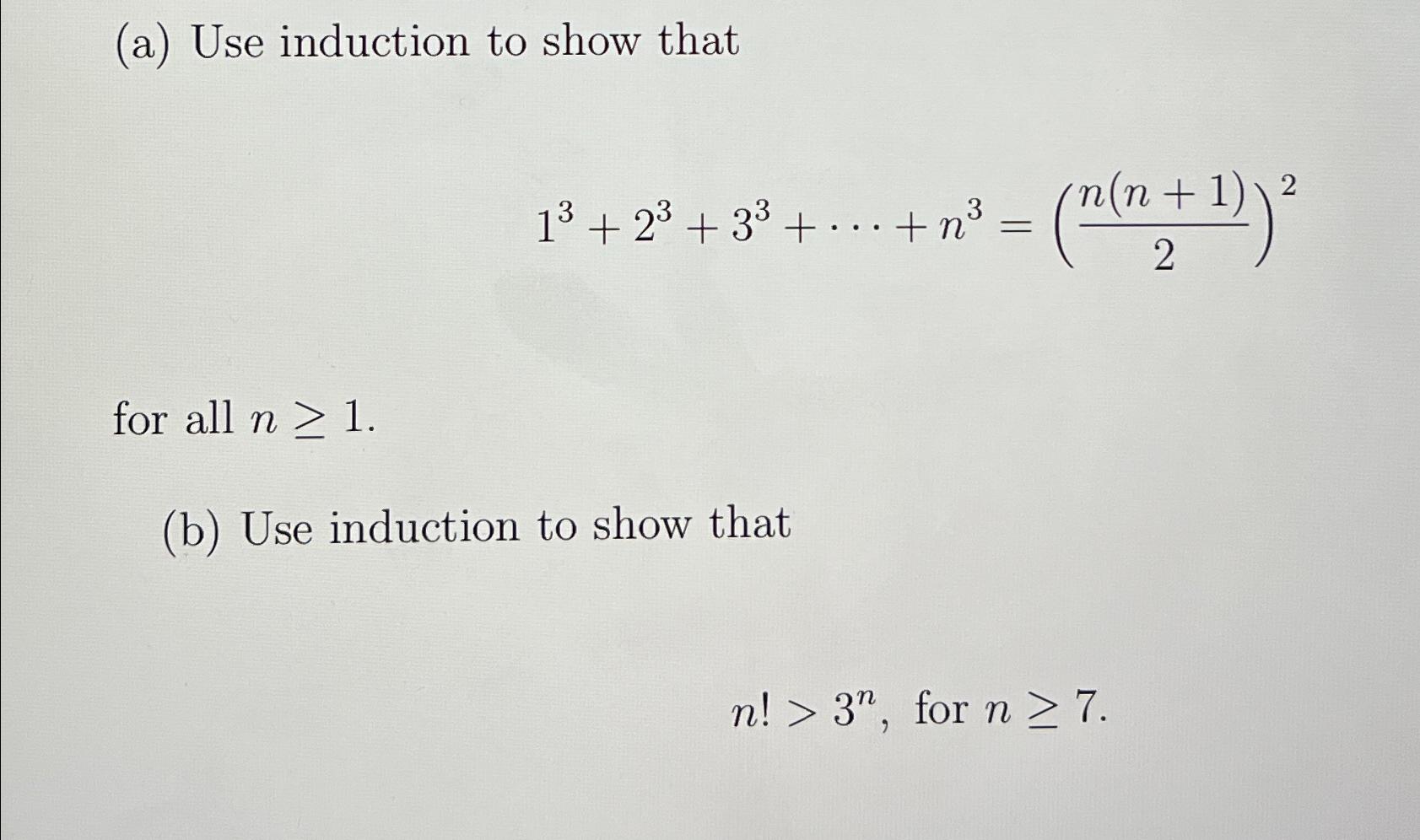 Solved (a) ﻿Use induction to show | Chegg.com