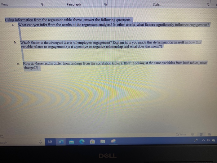Solved F Font Paragraph Styles Information about the | Chegg.com