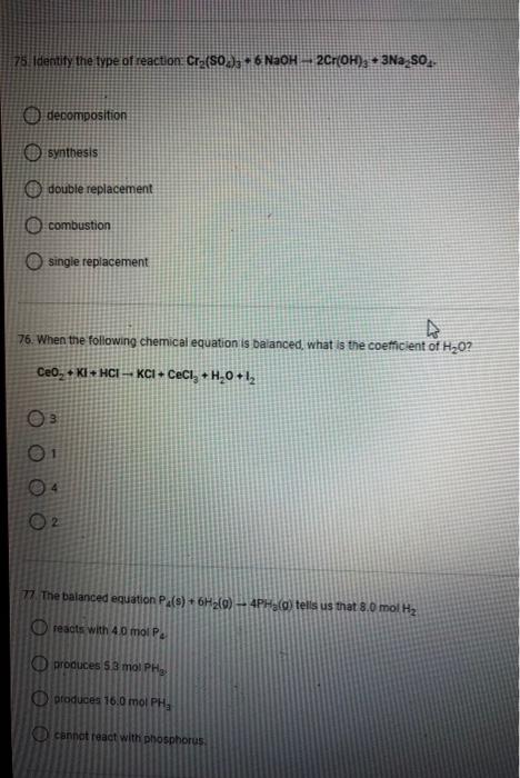 Solved 76. identify the type of reacton | Chegg.com