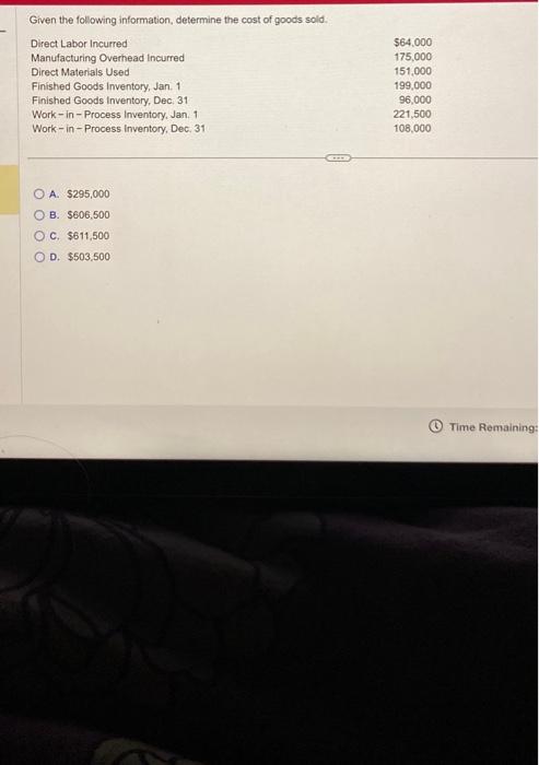 Solved Given the following information, determine the cost | Chegg.com