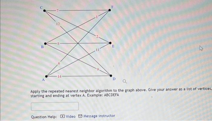 Solved Apply the repeated nearest neighbor algorithm to the | Chegg.com