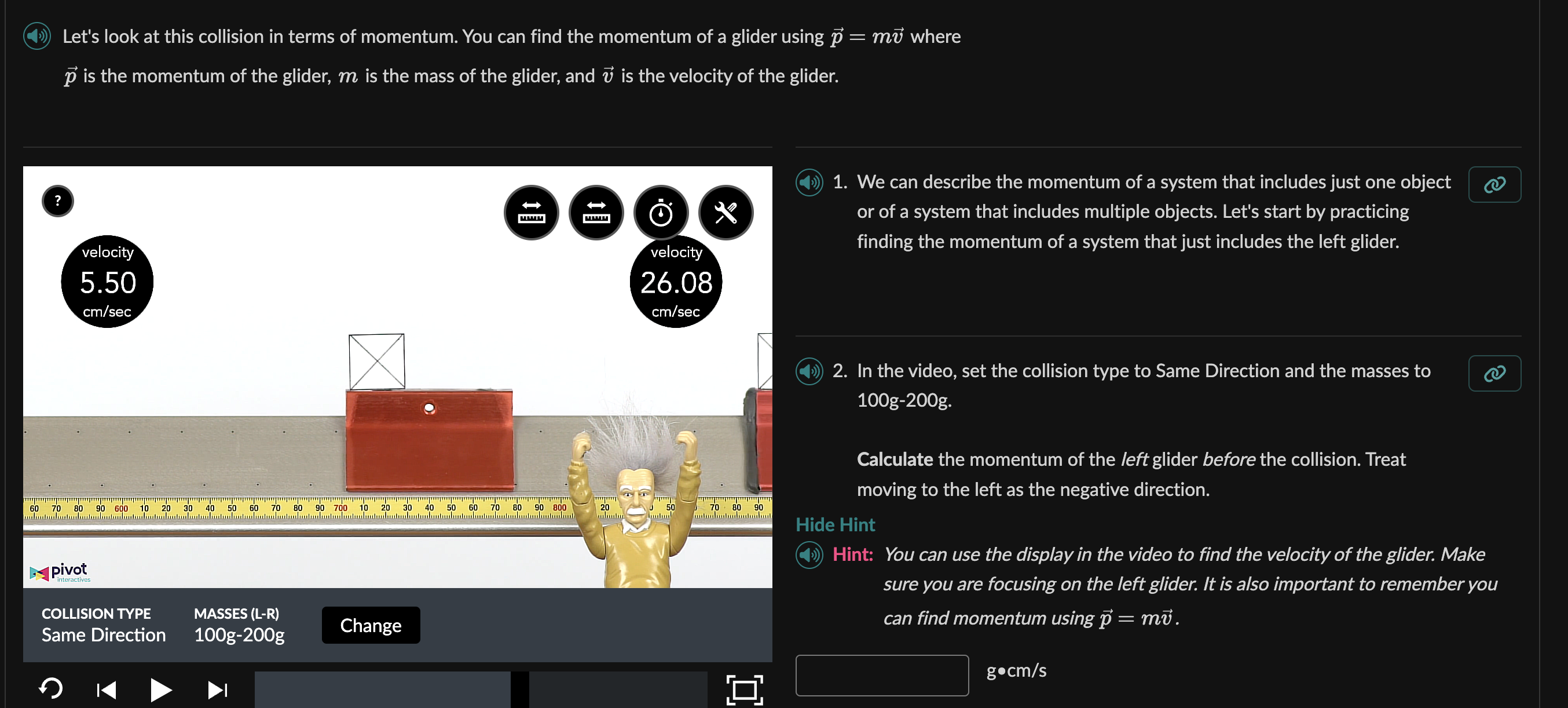 Solved (40)) ﻿Let's look at this collision in terms of | Chegg.com