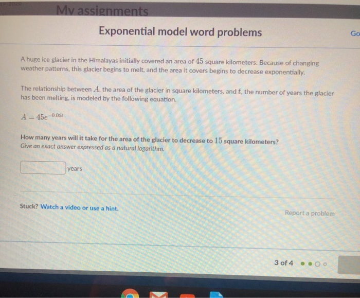 Solved Mv assignments Exponential model word problems Go A | Chegg.com