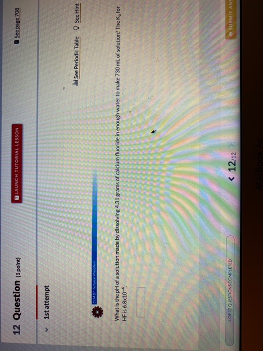 Solved 12 Question (1 point) LAUNCH TUTORIAL LESSON See page | Chegg.com