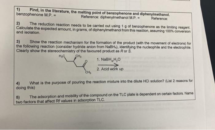 Solved 1) Find, in the literature, the melting point of | Chegg.com