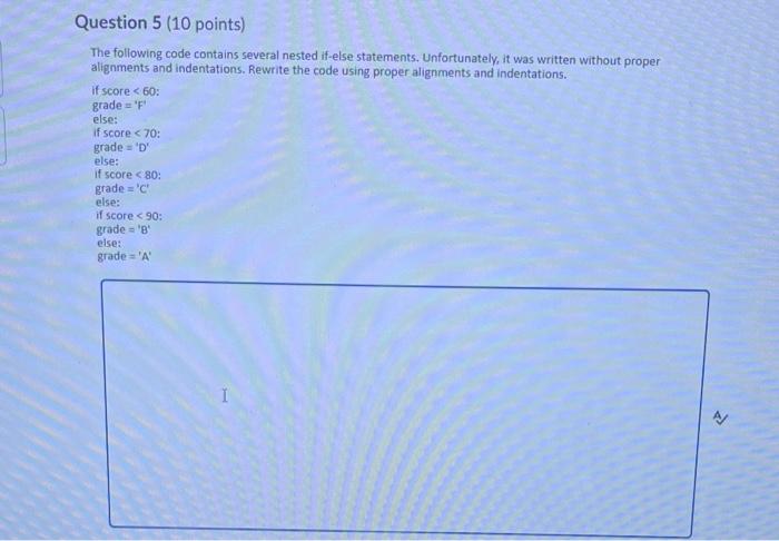 Solved Question 5 (10 points) The following code contains | Chegg.com
