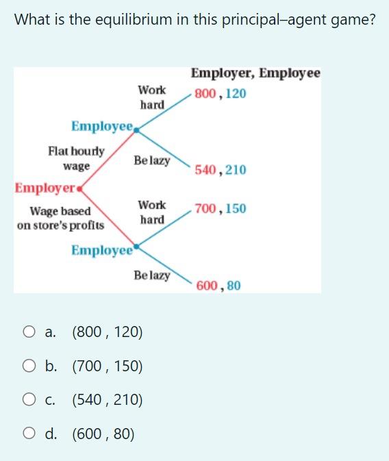 Solved What is the equilibrium in this principal-agent game? | Chegg.com