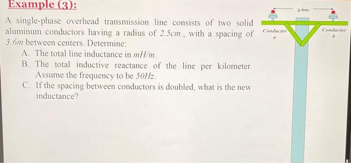 Solved A single-phase overhead transmission line consists of | Chegg.com