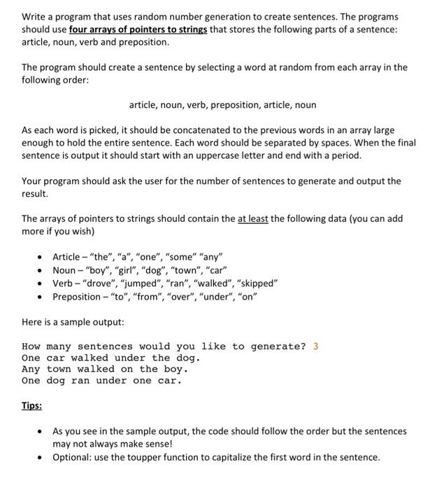 Solved Write a program that uses random number generation to | Chegg.com