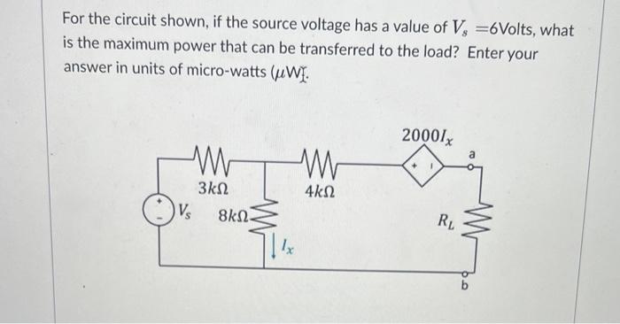 Solved For the circuit shown, if the source voltage has a | Chegg.com